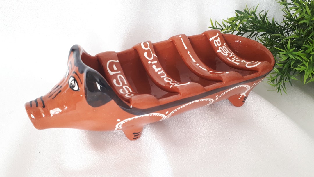 Terracotta Vintage Portugal Painted Pig Tray Red Clay 1980's - Etsy