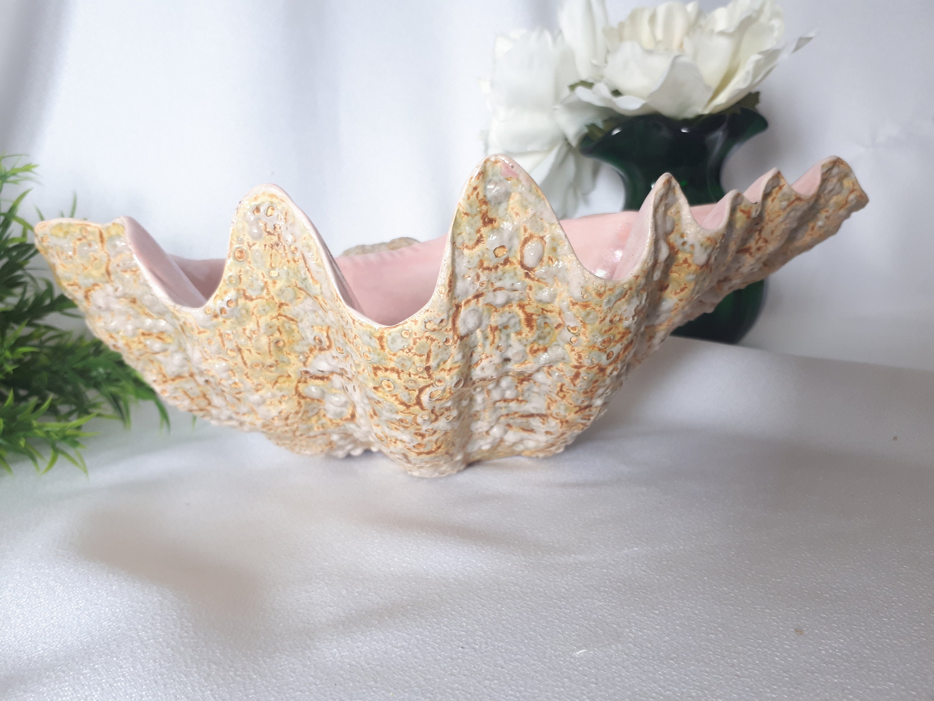 XL Giant Vintage Ceramic Clam Shell Bowl - Etsy