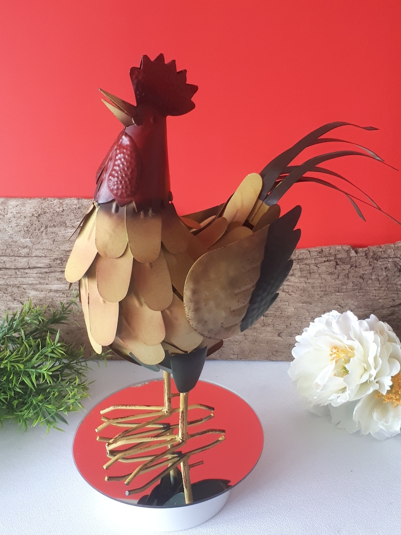 Metal Folk Art Style Rooster - Etsy