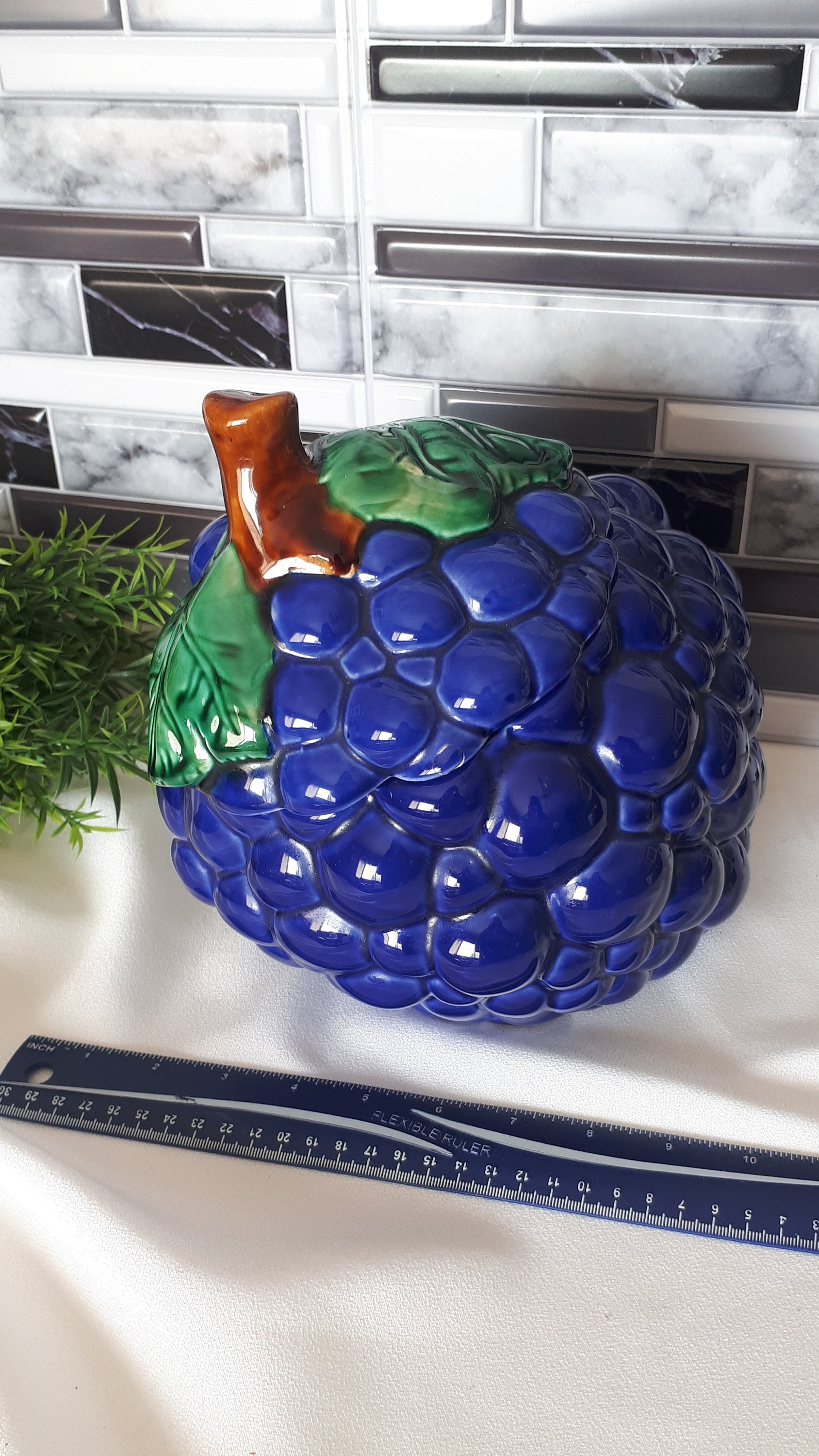 Large Vintage Tilted Grape Ceramic Cookie Jar - Etsy