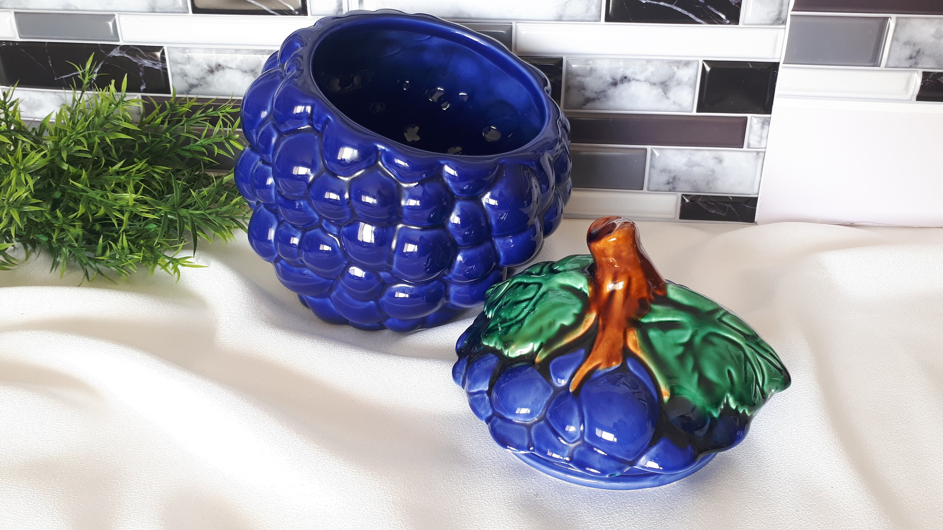 Large Vintage Tilted Grape Ceramic Cookie Jar - Etsy