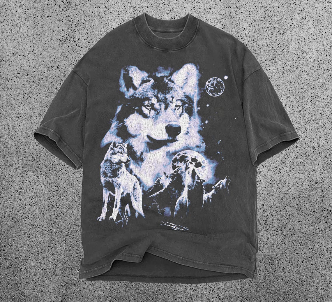 Retro Wolf Shirt, Alpha Wolf Pack Shirt, Howling Lone Wolf Graphic ...
