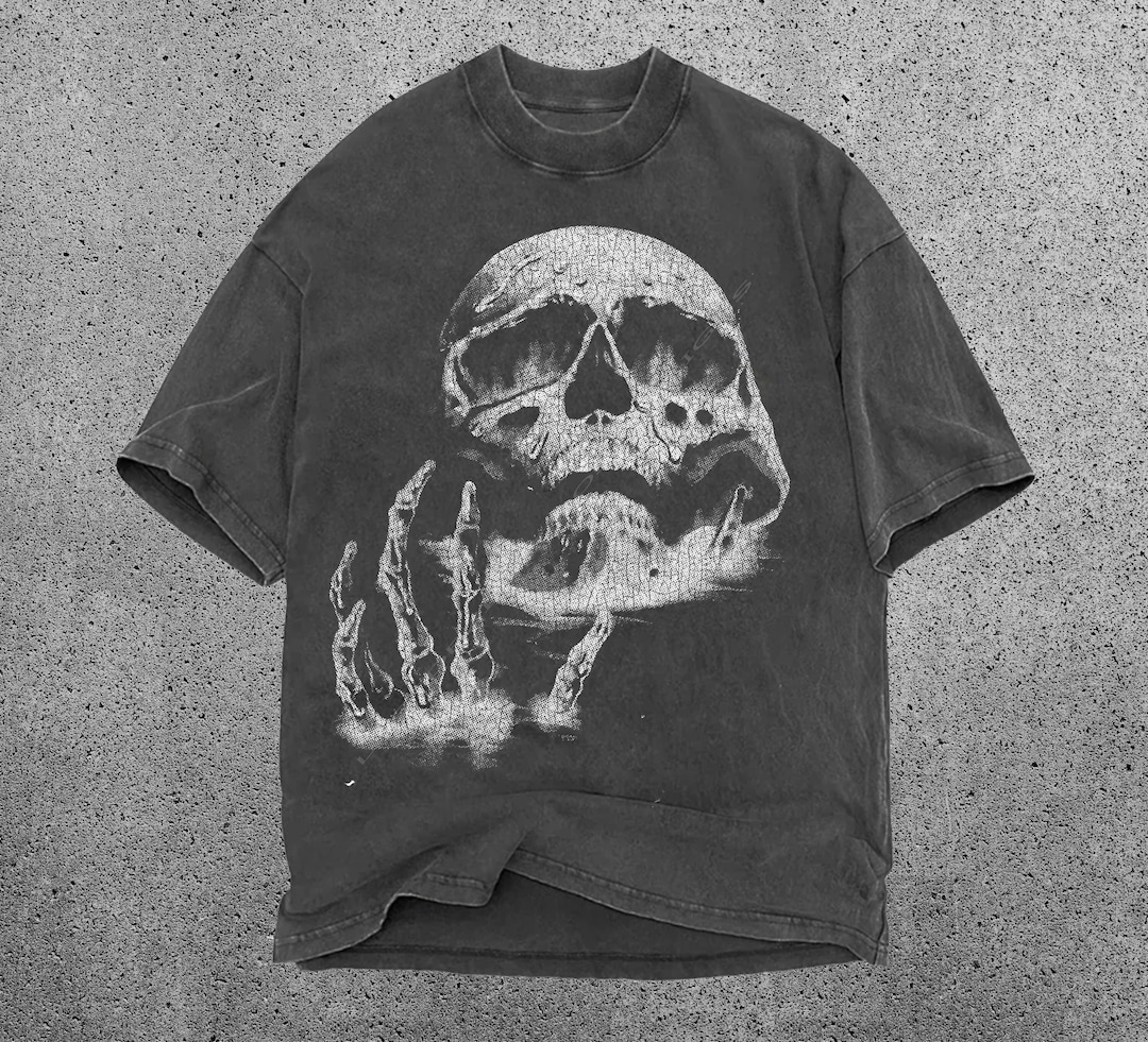 Skull T Shirt Vintage Skeleton Shirt Graphic Goth Rock Streetwear Skull ...