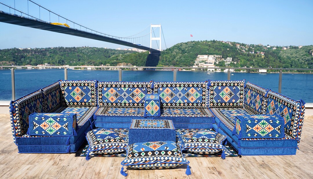 8 Inch Thick U Shaped Arabic Majlis, Bohemian Sectional Sofa, Entry ...