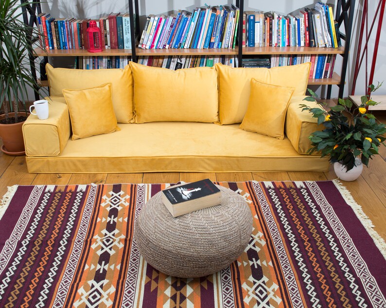 Meditation Yoga Sofas Velvet Yellow Color Floor Cushions - Etsy
