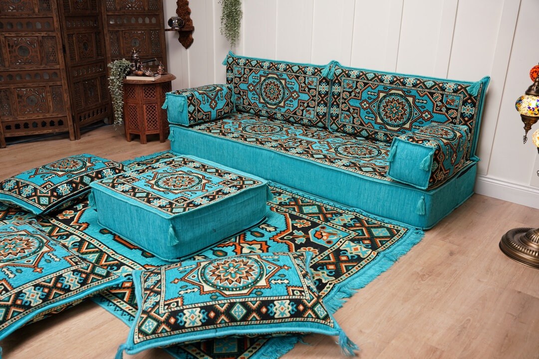 8 Inch Moroccan Floor Seating Couch, Home Decor, Arabic Majlis, Modular ...