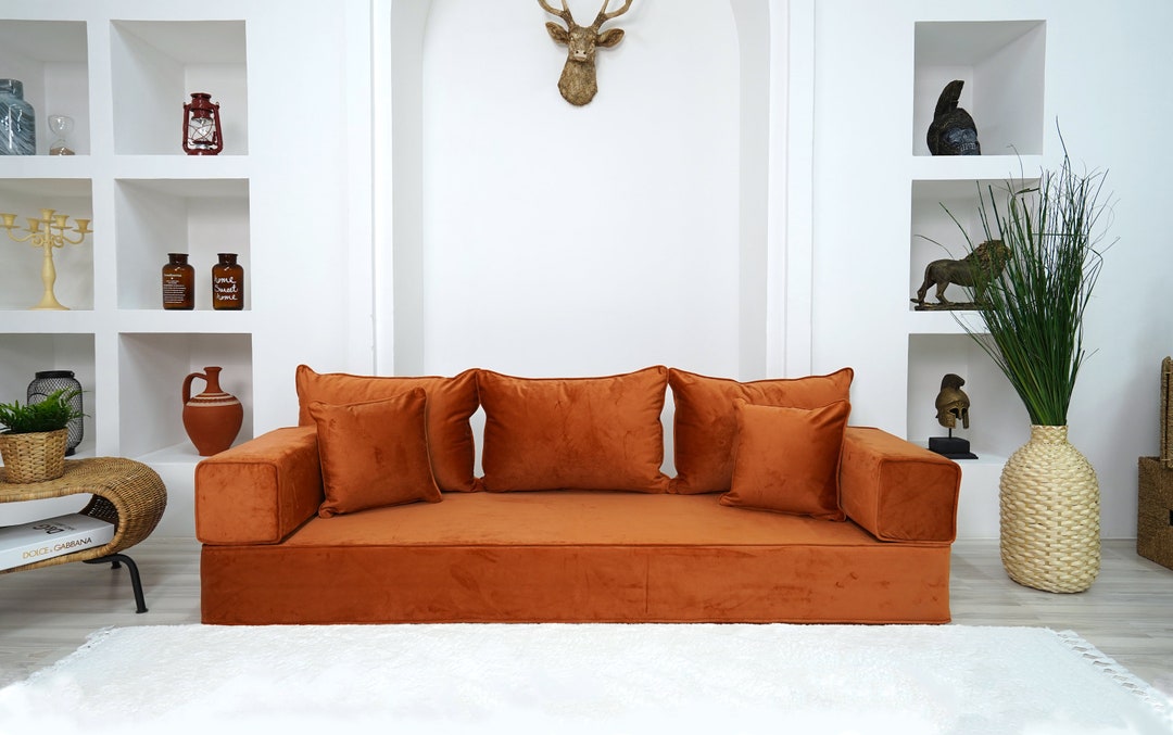 8 Thick Velvet Floor Seating Set, Sectional Sofa, Velvet Floor Sofa ...