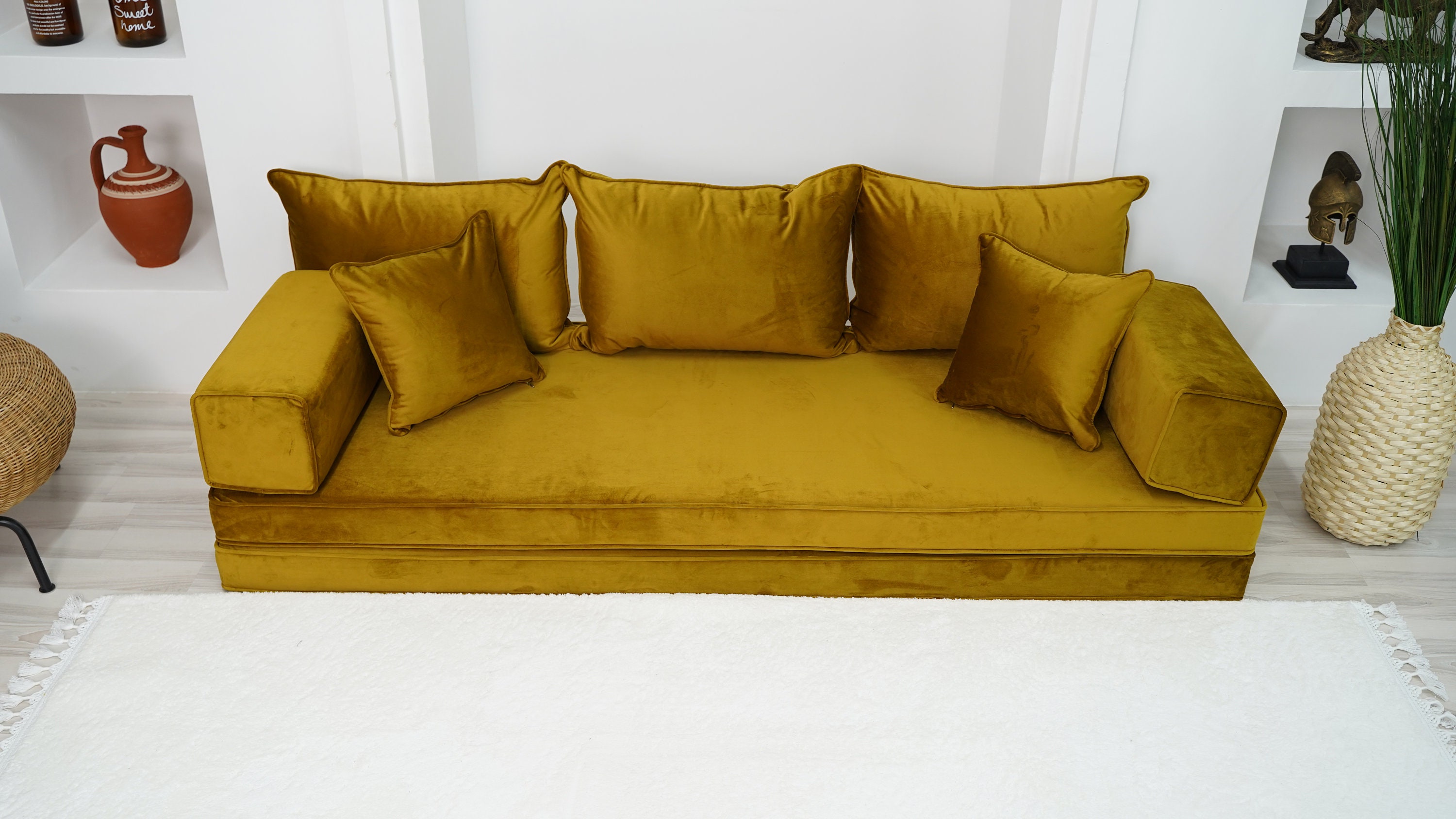 8 Thickness Velvet Gold Color Floor Couch Customizable | Etsy
