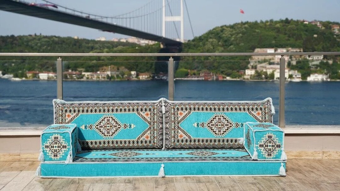 Turkuoise Arabic Floor Seating, Meditation Reading Sofa, Arabic Majlis ...