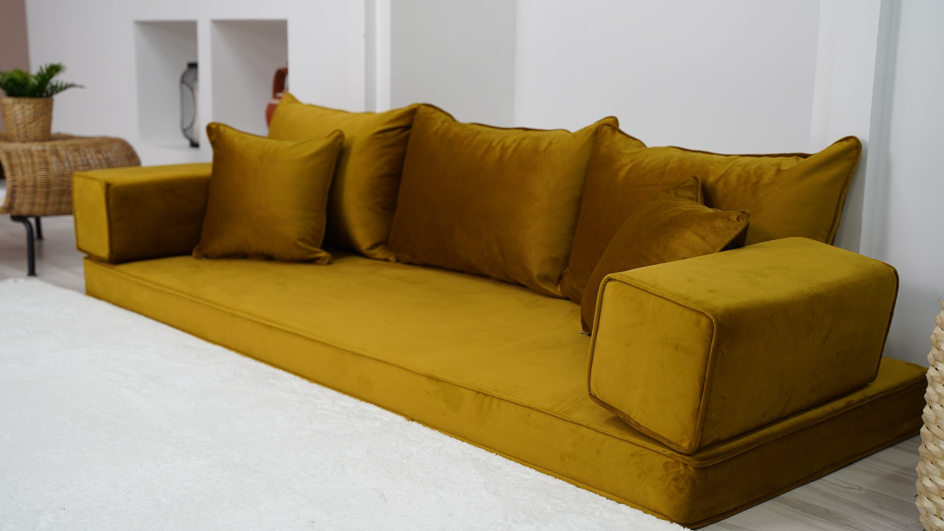 8 Thickness Velvet Gold Color Floor Couch Customizable | Etsy