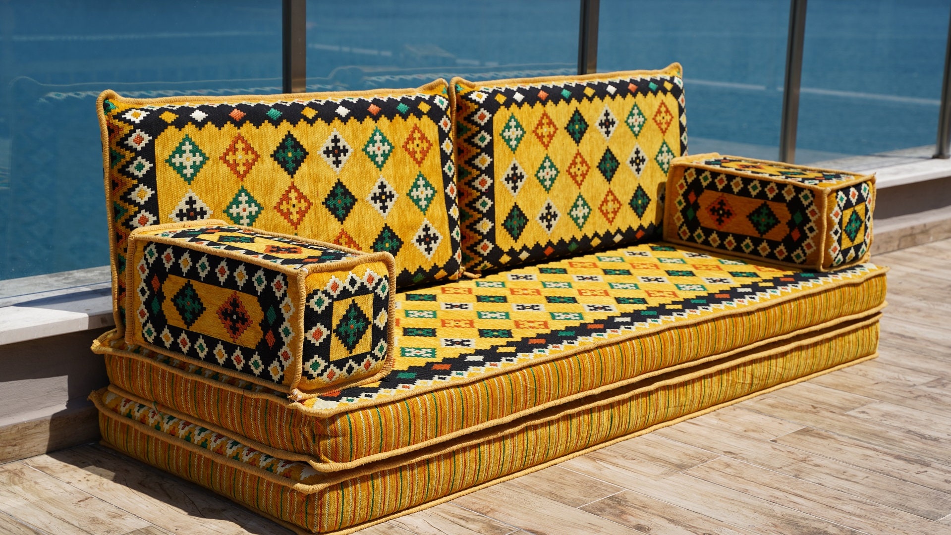 Yellow Sofa Turkish Seating Pillow Covers Arabic Floor - Etsy