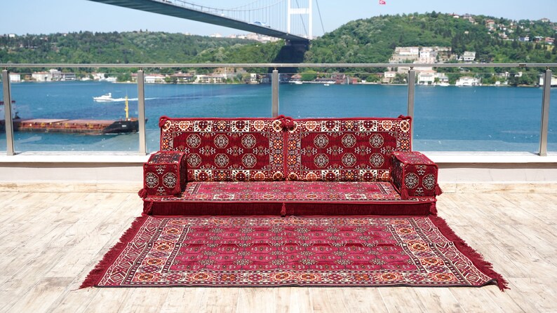 Authentic Maroon Sofa With Ottoman Couch Daybed Cushion - Etsy