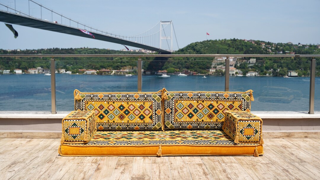 4 Inch Thick Arabic Floor Sofa, Turkish Floor Seating, Daybed Cushion ...
