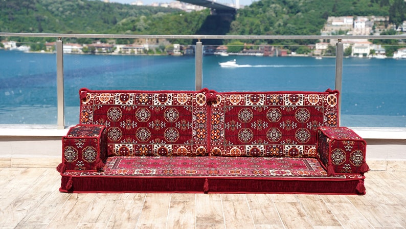 Authentic Maroon Sofa With Ottoman Couch Daybed Cushion - Etsy