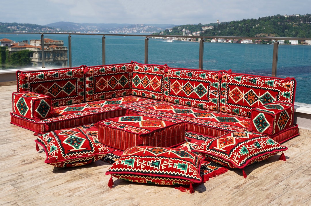 Corner Zeugma Arabic Sofa Living Room, Floor Seating Couch, Arabic Majlis, Sectional Sofa, Boho ...