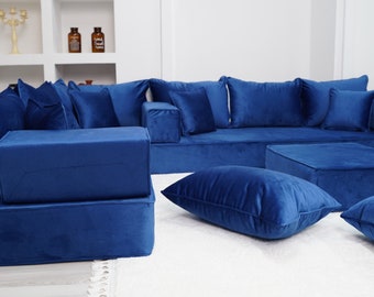 8 Thickness VELVET Fabric Royal Blue L Shaped Couch Moroccan Livingroom Floor Couch Velvet Sofa Cover Sofa Bed Velvet Arabic Seating Etsy