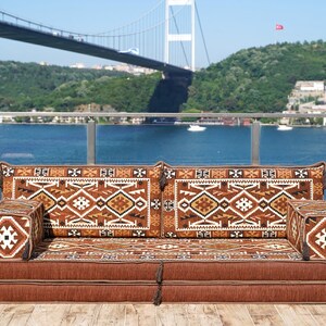 Single Arabic Sofa, Brown Turkish Seating, Pillow Cover, Arabic Floor ...