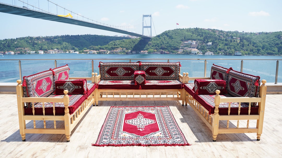 U Shaped Wooden Bench, Arabic Furniture, Wooden Bench Cushions, Arabic ...