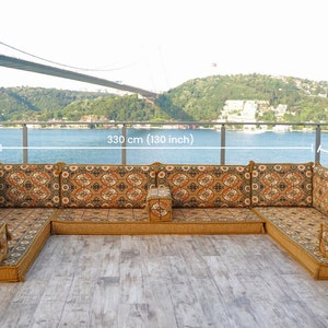 U Shaped Yellow Sofa Set, Floor Couches, Indoor Floor Sofas, Turkish ...