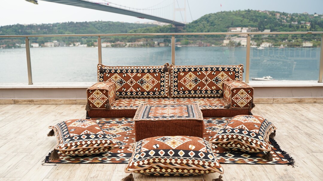 Urgup Brown Arabic Majlis, Floor Seating Sofa, Custom Sofa Covers ...