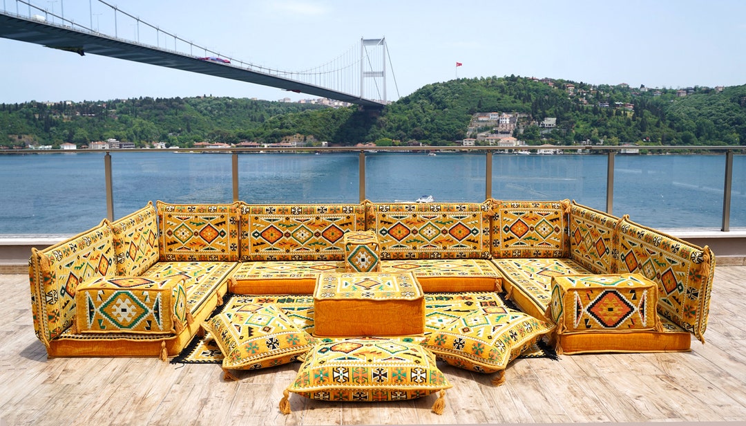U Shaped Yellow Sofa Indoor Floor Sofas Arabic Majlis - Etsy