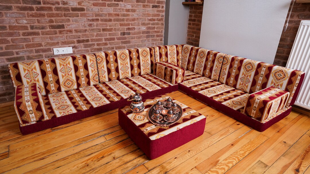 Maroon Corner Arabic Seating Furniture Handmade Livingroom - Etsy