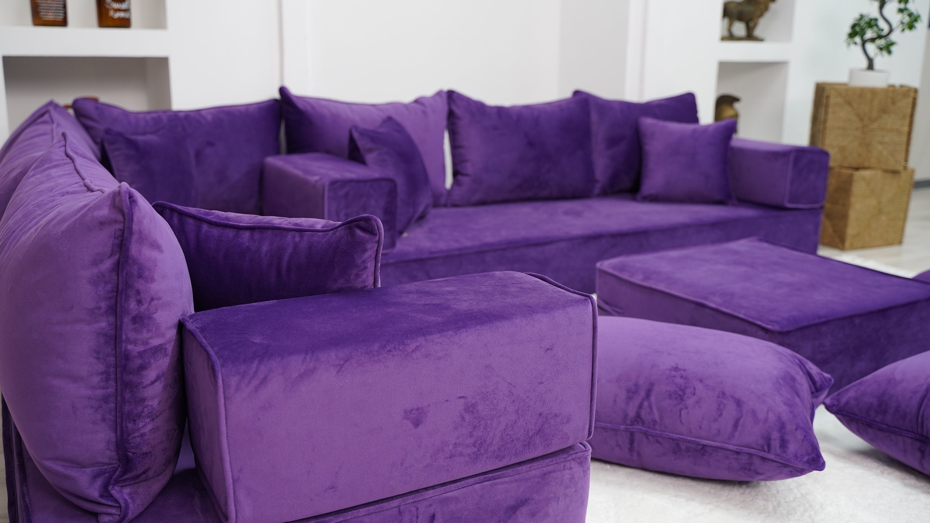 Purple corner sofa store