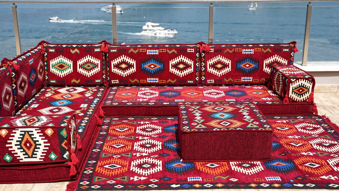 Maroon Floor Sofa L Shaped Sectional Sofas Arabic Majlis - Etsy