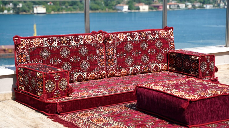 Authentic Maroon Sofa With Ottoman Couch Daybed Cushion - Etsy