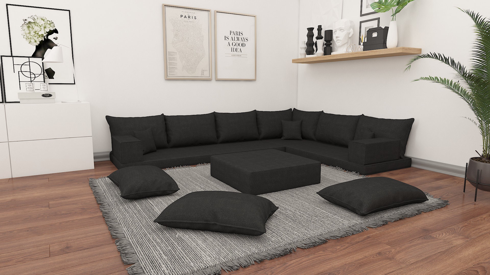 Large black corner sofa store