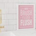 Pink Bathroom Print for Girls, Girls Bathroom Wall Decor, Wash, Brush ...