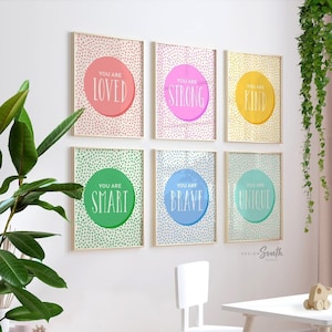 Kids Positive Affirmation Wall Art Poster Printables, Pastel Rainbow ...