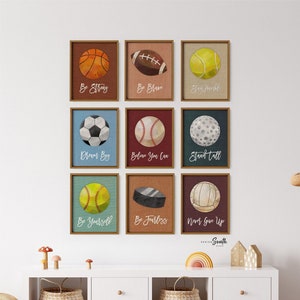 Inspirational Sports Wall Art, Sports Themed Boys Wall Art, Sports ...