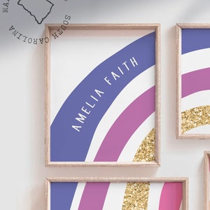 Girl Rainbow Art, Little Girl's Name Signs Rainbow Themed Room, Rainbow ...