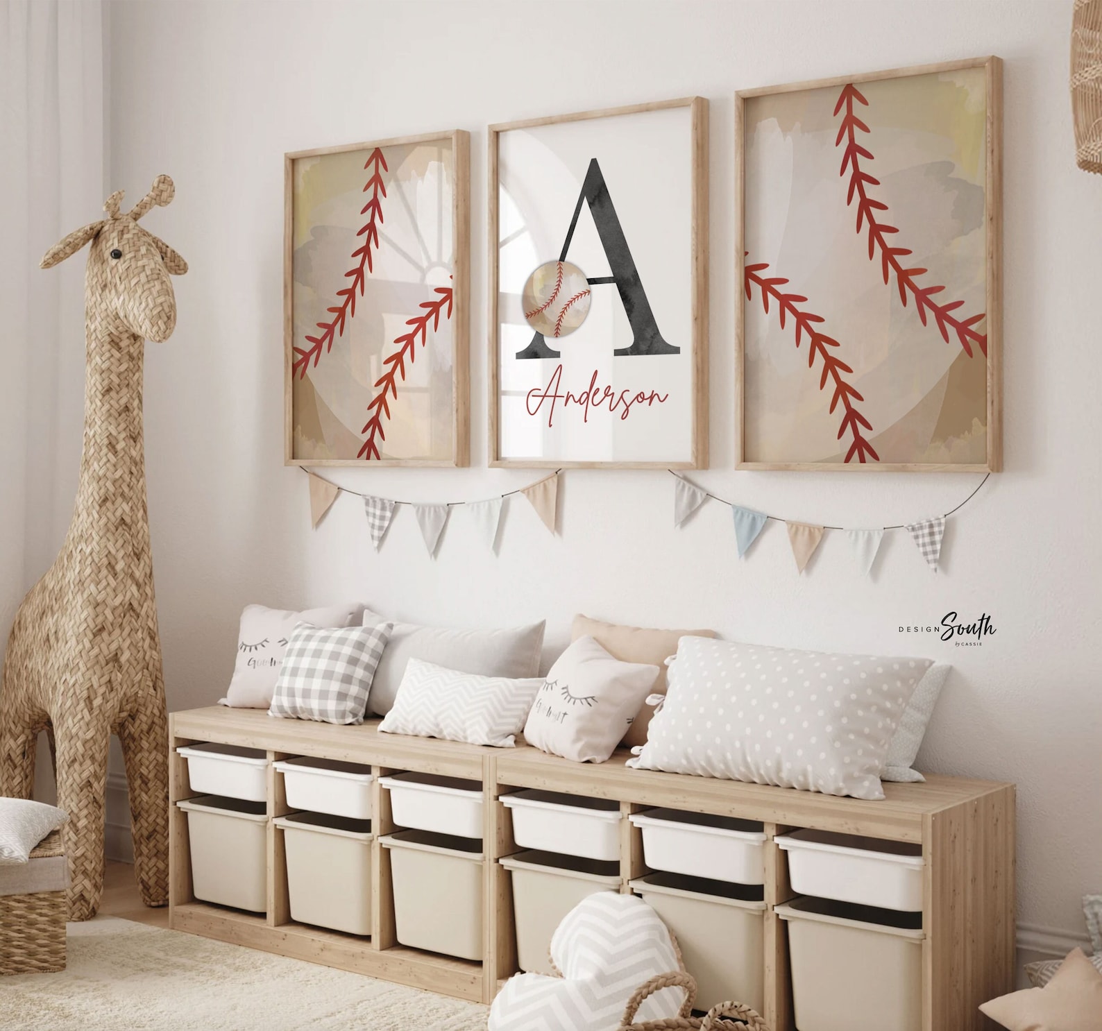 Baseball Nursery Vintage Baseball Nursery Art Red Gray Beige - Etsy