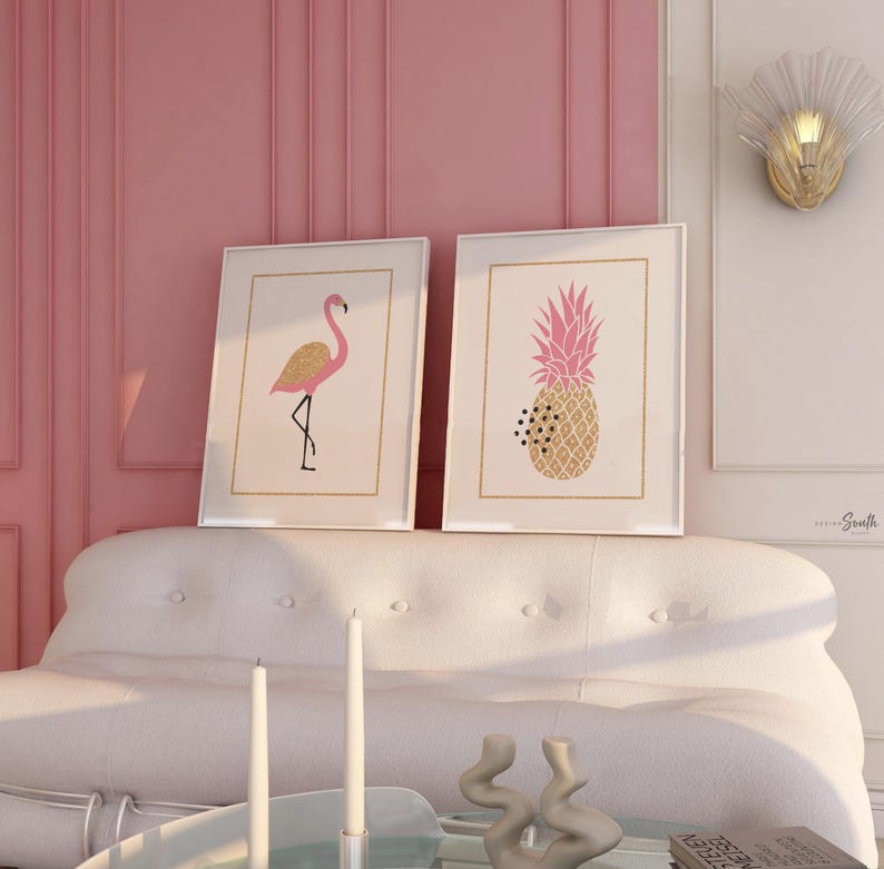 Tropical Nursery Art Set: Flamingo, Pineapple, Welcome to My Crib - Etsy UK