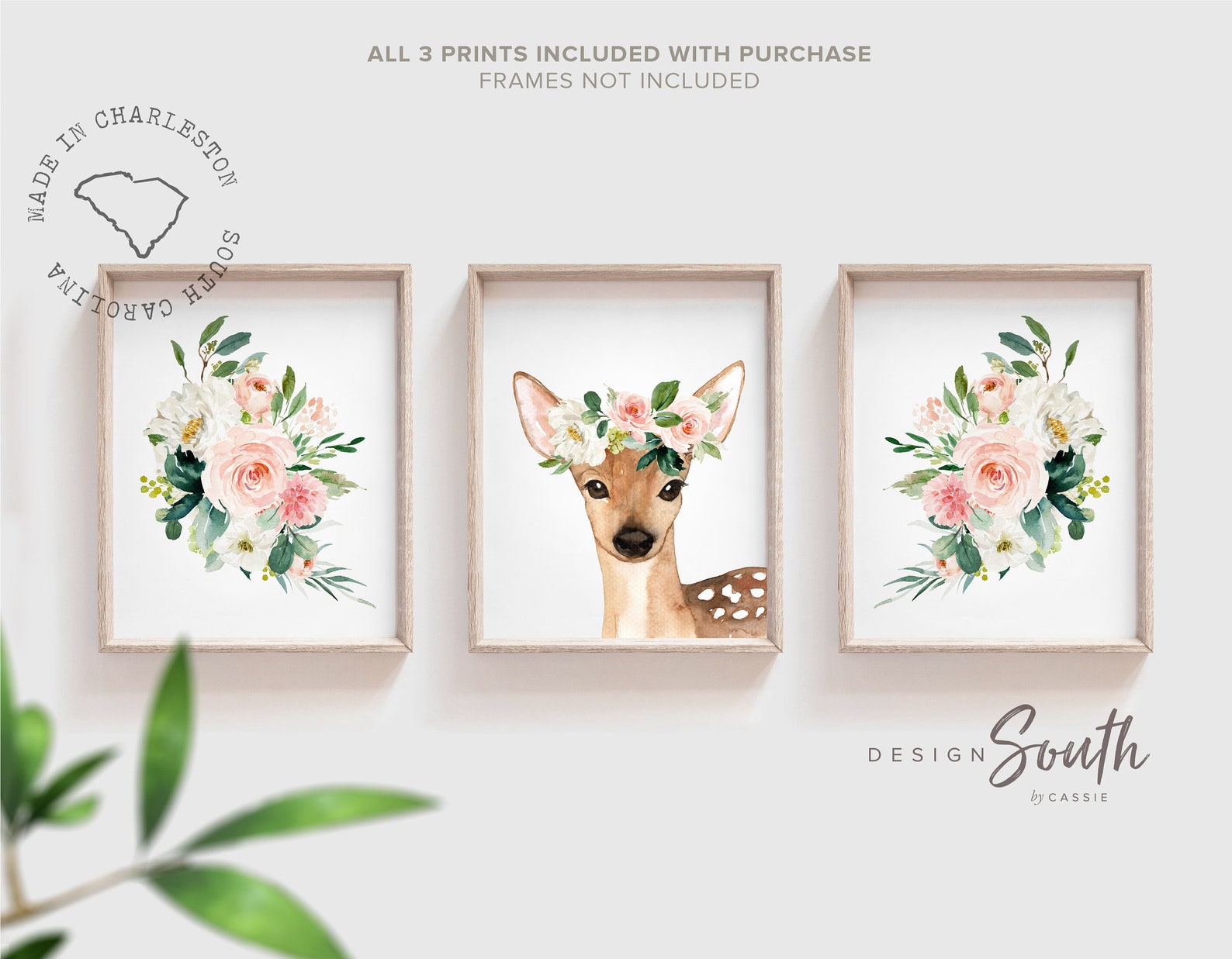 Blush Pink Fawn Nursery Art Prints: Baby Girl Woodland Decor - Etsy