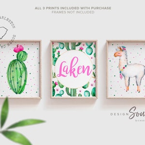 Cactus Watercolor Nursery, Llama Nursery Decor, Baby Girl Nursery Art ...