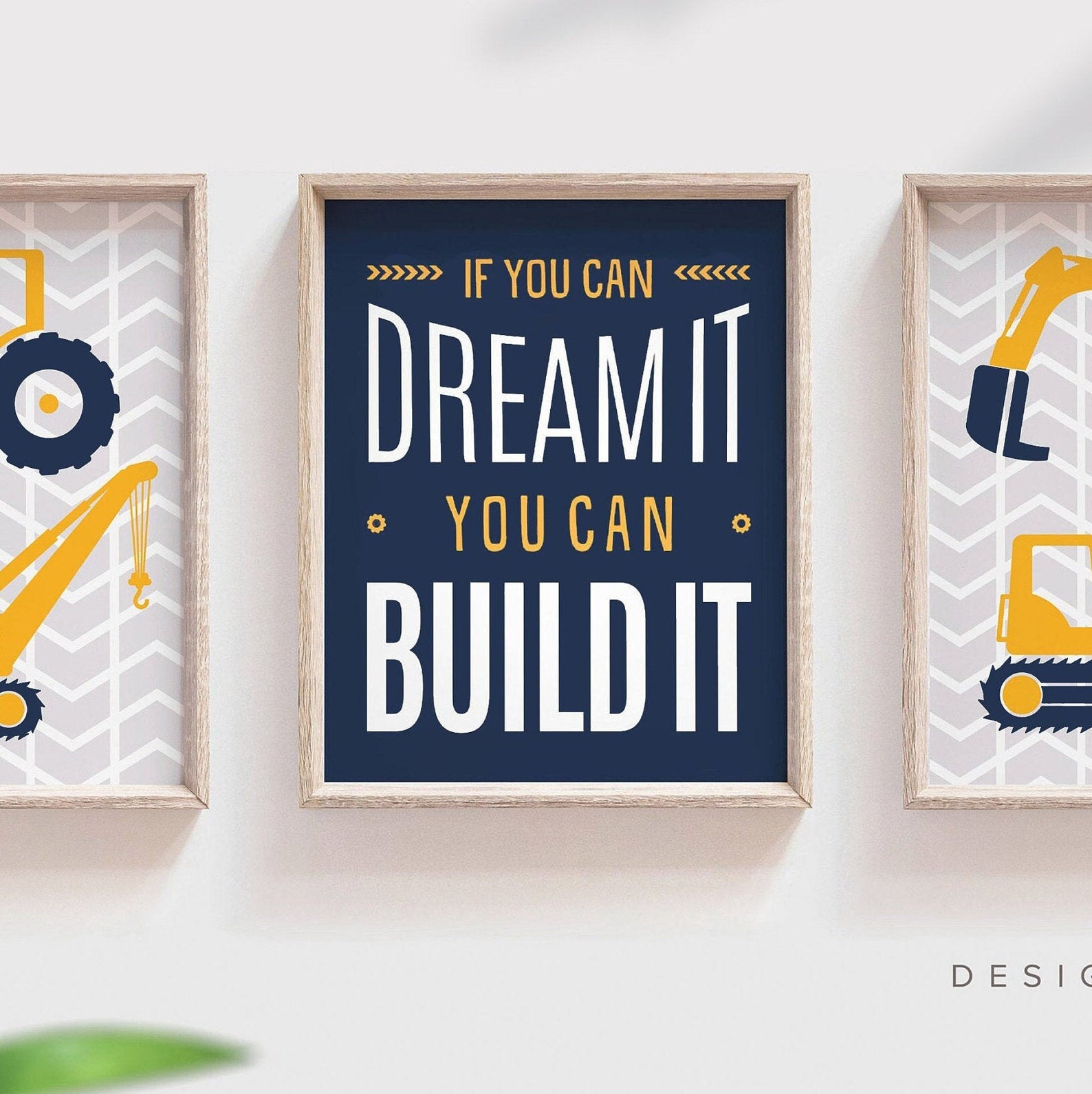 If You Can Dream It You Can Build It Construction Boys Room - Etsy