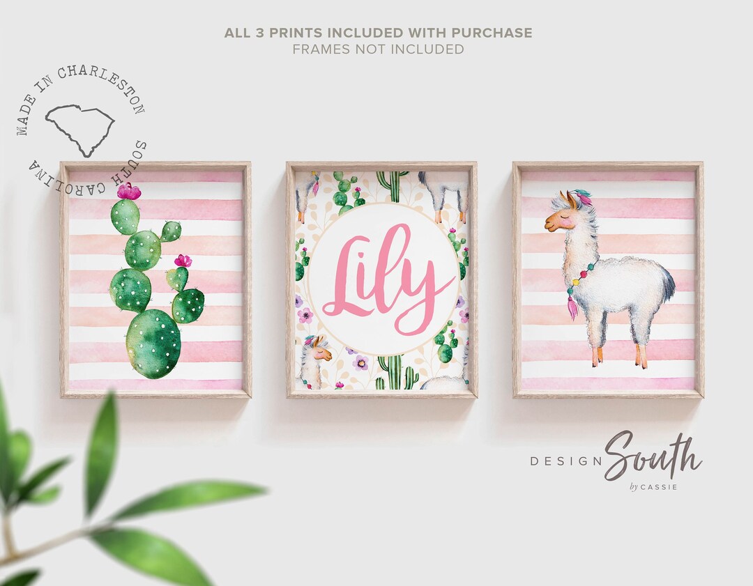Llama Nursery Decor: Watercolor Llama & Cactus Prints - Etsy