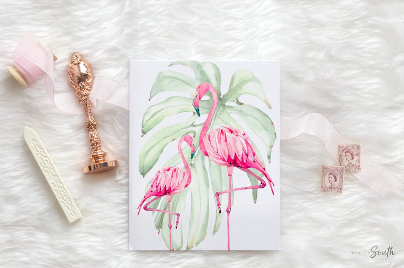 Pink Flamingo Watercolor Prints: Tropical Girl Room Decor - Etsy