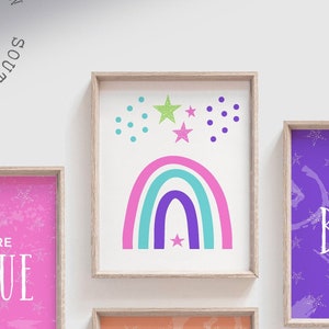 Kids Positive Affirmation Wall Art Poster Printables, Pink and Purple ...