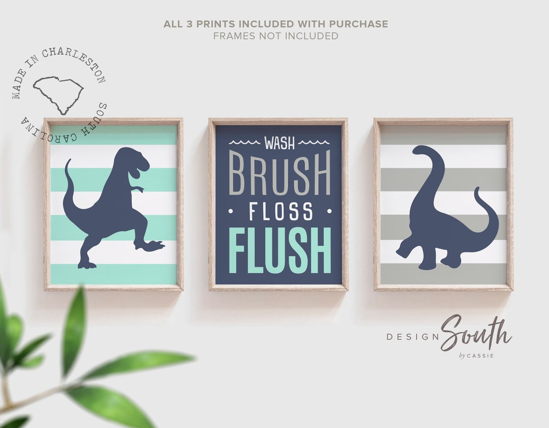 Dinosaur Bathroom Art, Dinosaur Bathroom Decor, Baby Dinosaur Art, Boys ...