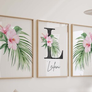 Girl Nursery Decor, Palm Leaf Tropical Theme Nursery Art, Jungle Theme ...