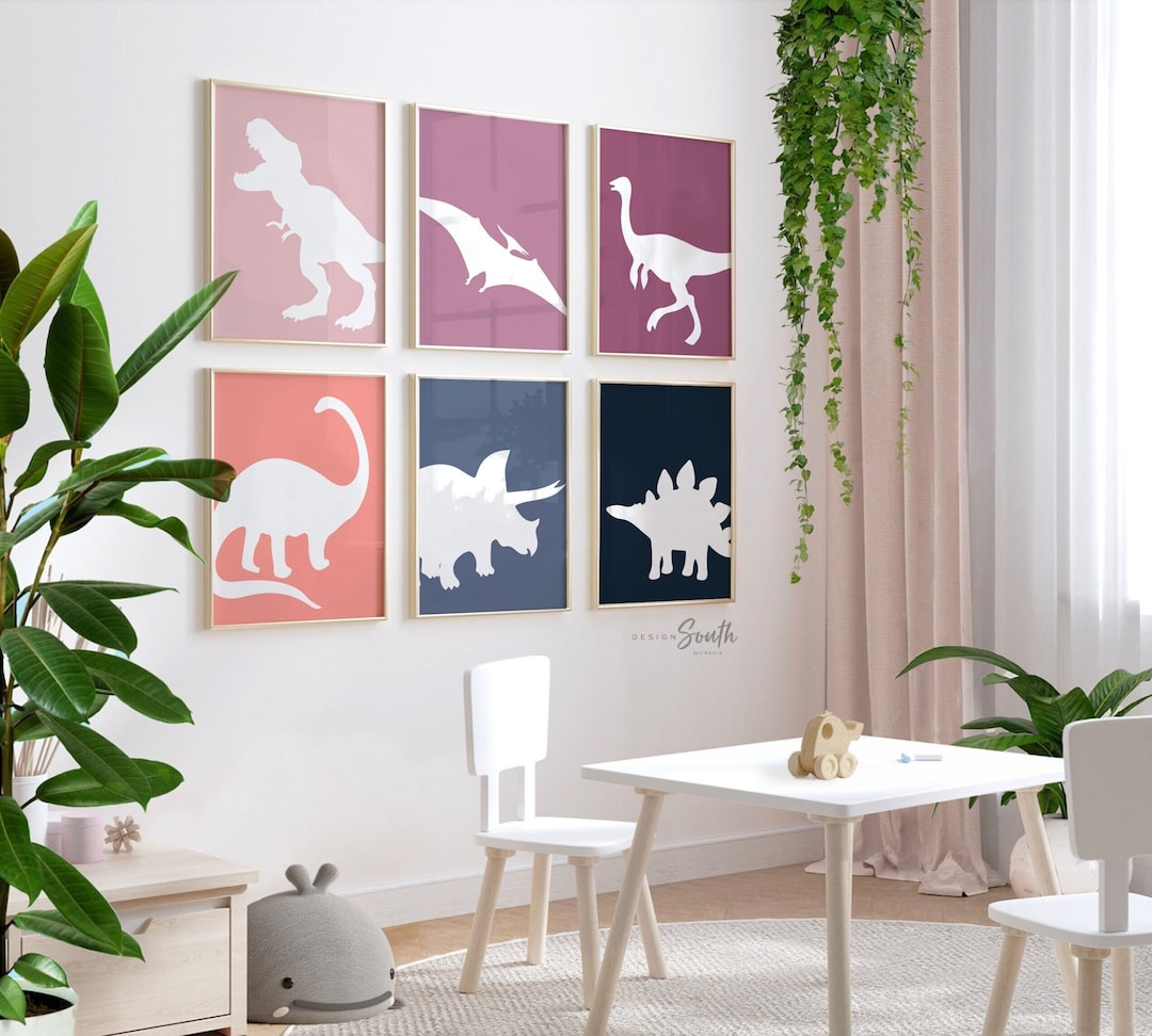 Little Girl Room Dinosaurs, Girl Dinosaur Art, Pink Blue Purple ...