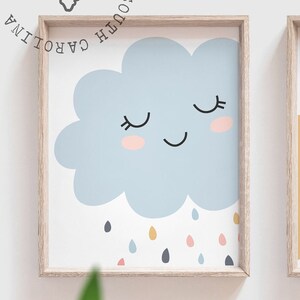 Neutral Sweet Baby Wall Art Set Moon Star Cloud Nursery - Etsy