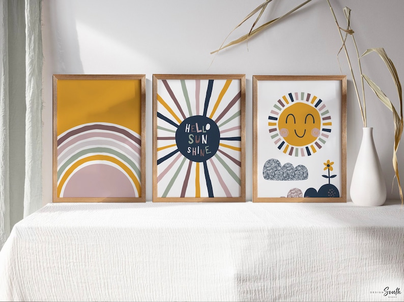 Sunshine Nursery Wall Art: Rainbow Sun Prints, Gender Neutral Decor - Etsy