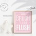 Pink Bathroom Print for Girls, Girls Bathroom Wall Decor, Wash, Brush ...