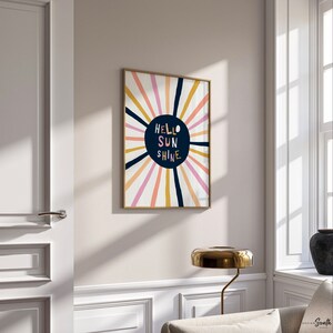 Rainbow Sunshine Boho Colors, Pink Sunshine Nursery Wall Art, Hello ...