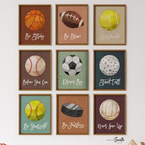 Inspirational Sports Wall Art, Sports Themed Boys Wall Art, Sports ...